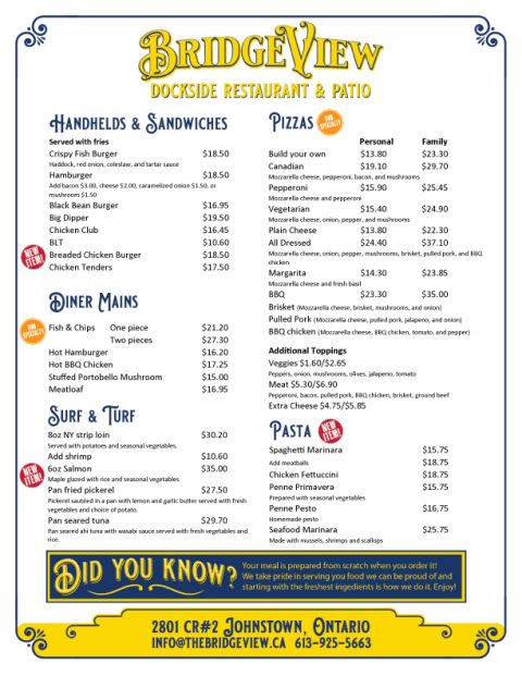 Menu | Bridgeview